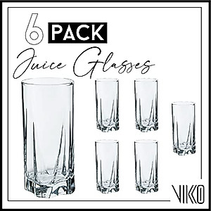Vikko Drinking Glasses, 12 Oz Drinking Glasses Set of 6, Crystal Clear Glass Cups for Water or Juice, Highball Glass Tumbler & Water Glasses for Drinking…