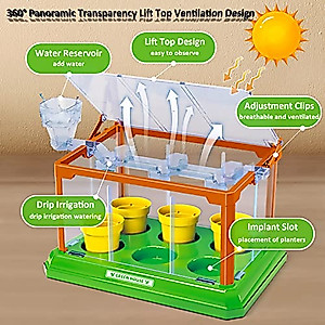 EXBEPE Kids Gardening Kit Greenhouse Growing Terrarium Kit Plant Growing Set Discovery Educational Gardening Gift for Boy & Girl