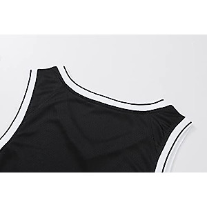 SHAJUNQI Basketball Jersey Men's Mesh Athletic Sports Shirts Training Practice - Blank Team Uniforms for Sports Scrimmage UO-Black White XL