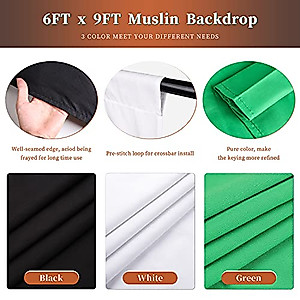 Walk Fly 7x10FT Muslin Backdrop Screen Kit, Photography Continuous Lighting and Collapsible Backdrop Stand Set, Background Support System with 20" x 27" Softbox Light for Photo Video Studio Shooting