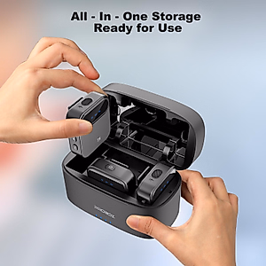 Probox BT08 Wireless Lavalier Microphone with Noise Cancellation, 650ft Transmission Range, 20H Battery Life, Compact All-in-One Lapel Microphone System for DSLR Camera/iPhone/Android/PC/Streaming