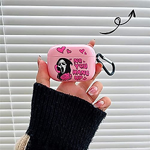 New Cartoon Screaming Ghost face Airpod pro Case 2nd Generation Case Cover for Funny Airpod pro 2 Skins Cool Horror Design Protective Cover（2023） (Pink Doctor)