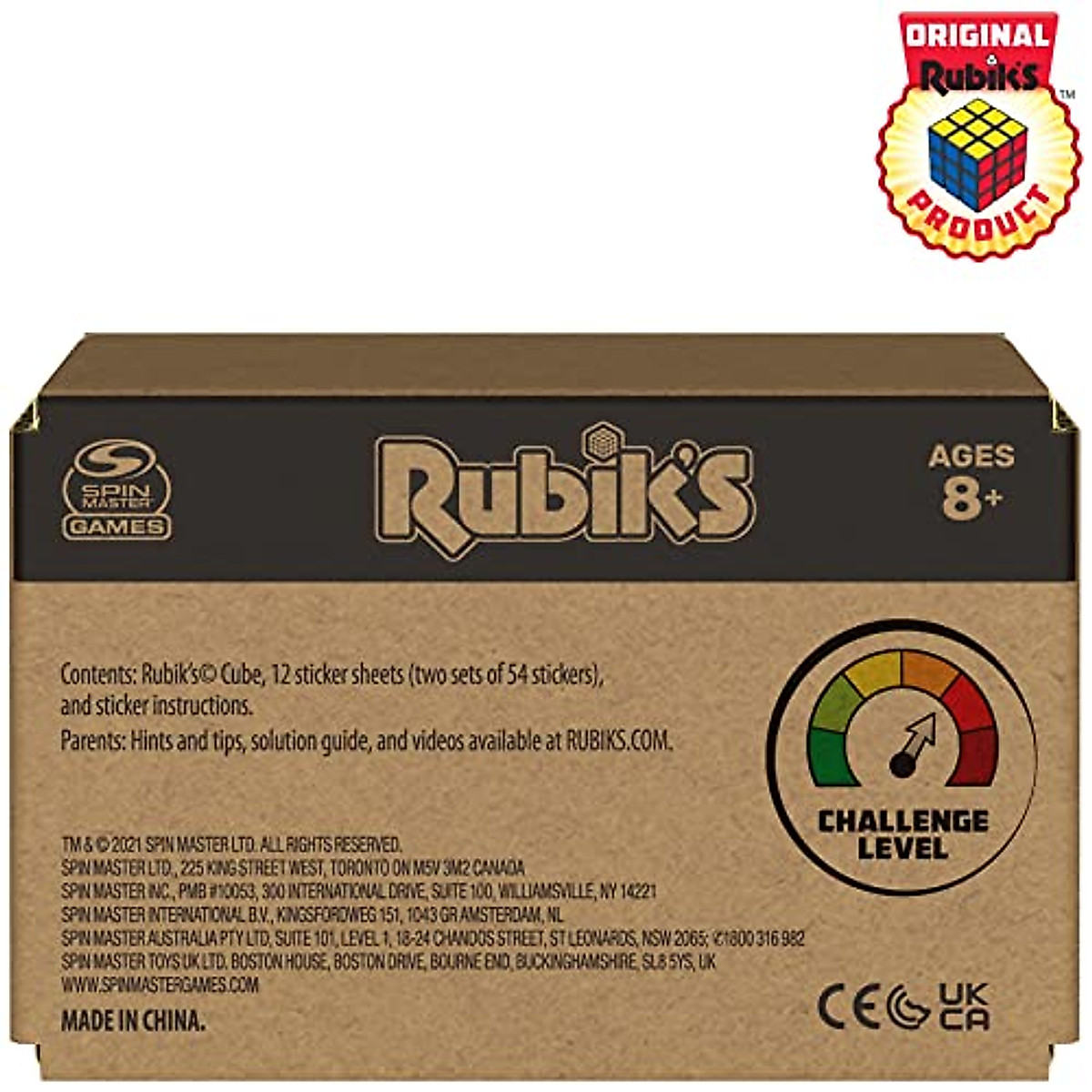 Rubik's Cube, Original 3x3 Puzzle Brain Teaser Fidget Toy with Removable Interchangeable Mod Stickers to Customize, for Adults & Kids Ages 8 and up