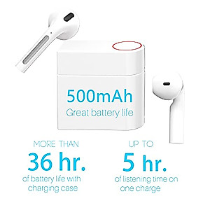 True Wireless Earbuds, Utotrip IPX5 Waterproof Bluetooth 5.0 Wireless Headphones with Mic, Type C Fast Charging Case 30H Playtime in-Ear Hi-Fi Stereo Sound TWS Earphones for Sport Work Running (White)