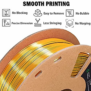 OVV3D 3D Printer Filament, Tri-Colors PLA Filament 1.75mm, Coextrusion Silk PLA Filament, Rainbow PLA Filament with Silk PLA Red-Yellow-Blue, 3D Printing Filament +/-0.02mm, 1kg/2.2lbs