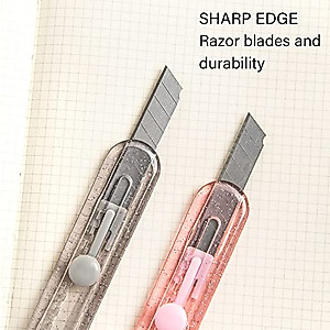 Small Utility Knife，Cute cat Paw Retractable Utility Knife，6 Utility Knifes，Send you 1 Plastic Ruler，9mm Wider Razor Sharp Blade，Perfect for Office and Home Use