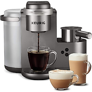 Keurig K-Cafe Special Edition Coffee Maker with Latte and Cappuccino Functionality (Nickel) Bundle with Donut Shop and Italian Medium Roast Coffee Pods and Stainless Steel Tumbler (4 Items)