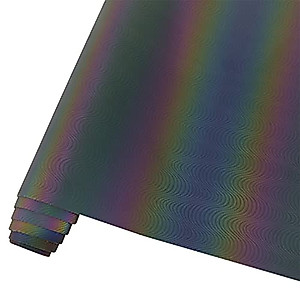 HYANG Dark Night Light Color Change Reactive Iridescent Wave Faux Leather Sheets 1 Rolls 12"X53"(30cmX135cm), Faux Leather Very Suitable for Leather Earrings, Bows, Handbag,Sewing,Crafts Making