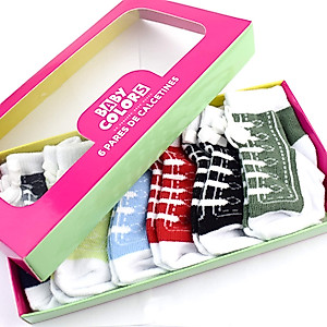 Fly love 6 Pairs Baby Cotton Sneaker Newborn Ankle Sock Toddler Crew Walkers Bootie Infant Slippers Socks