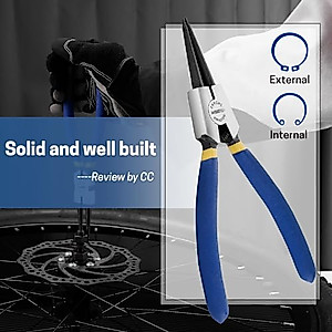 WISEPRO Snap Ring Pliers Set 7 Inch Heavy Duty External/Internal Circlip Pliers Kit with Straight/Ben Jaw for Ring Remover Retaining with Storage Pouch