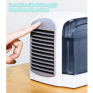 Mini Personal Air Cooler, USB Compact Coolers, Portable Fan Cooler with water tank, for Home Office Bedroom Garden Outdoors, Eco Friendly (pink)