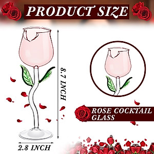 2 Pack Creative Rose Wine Glasses 6oz Crystal Red Wine Glasses Rose Flower Goblet Wine Cocktail Juice Glass for Party Bar Wedding