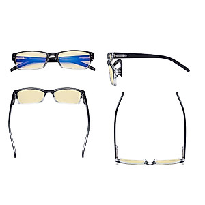 Eyekepper Blue Light Blocking Glasses for Women Men Reading Computer Screen - Cut UV Rays Readers with Yellow Filter Reading Glasses - Black +0.50