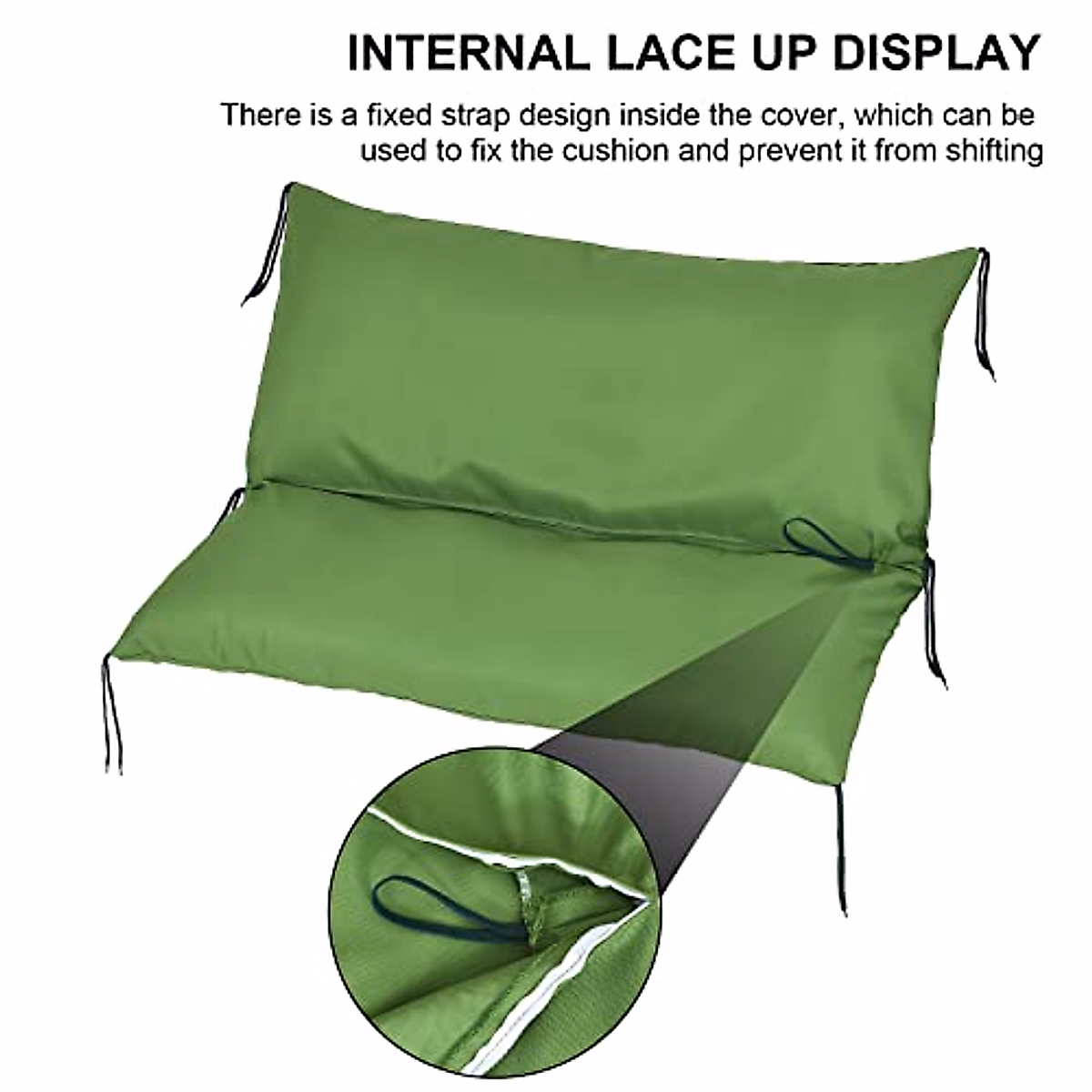 BASANOB Porch Swing Cushions Cover, Three Seat Swing Replacement Cushion Cover, Anti-Fading and Anti-Slip Starp Rope Design Bench Cushion Cover for Outdoor Furniture (Khaki, 60" W x 40" D x 4" Thick)