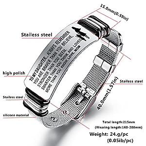 YOTHIWAD To My Daughter Bracelet Inspirational Bracelet Engraved Personalized Gifts to Daughter from Dad Mom Adjustable Bracelet