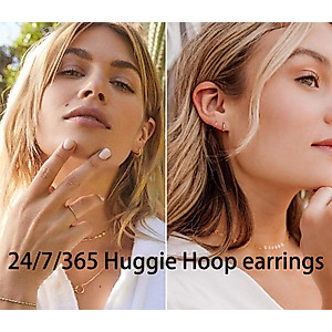 Small Gold Hoop Earrings for Women Set: 5 Pairs Lightweight 14K Gold Minimalist Huggie Hoop Earrings Cartilage Hoop Earring Helix Earring Tiny Gold Hoops for Women Men 1.6MM Thickness Hypoallergenic Earring Sets for Multiple Piercing (14K Gold - 5 Pairs(6