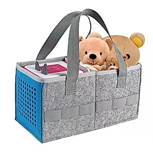 Carrying Case for Toniebox Starter Set, Storage Bag for Tonies Box with Elastic Bands for Tonies Figures Large Felt Cloth Portable Bag Carrying Bag for Tonies Characters and Audio Player, Blue, 27