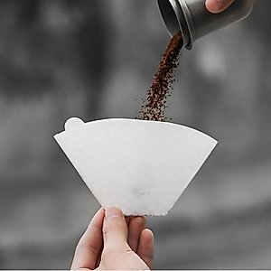 #4 White Paper Filters, Coffee Filter #4 Cone Paper Filters 8-12 Cups, Disposable for Pour Over and Drip Coffee Maker (White, #4 U-shaped 100 Count)