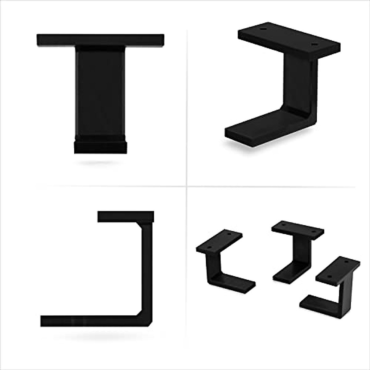 BRAINWAVZ Under Desk Laptop Mount Holder, Adhesive & Screw in, Devices Upto 1.9" Thick for Laptops MacBook Routers Surface iPads Tablets & More (Black)