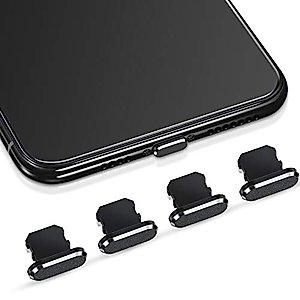 4 Pieces Anti Dust Plugs Compatible with iPhone 11, iPhone 12 Protects Charging Dust Cover Compatible with iPhone 11, 12, Pro, Max/X/XS/XR, 7, 8 Plus, iPad Mini/Air (Black)