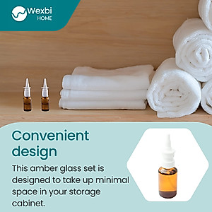 Amber Glass 2- Pack Nasal Spray Bottle 1 oz, Empty, Press Spray Head Refillable, Travel Sized 30 ml vials - No Labels