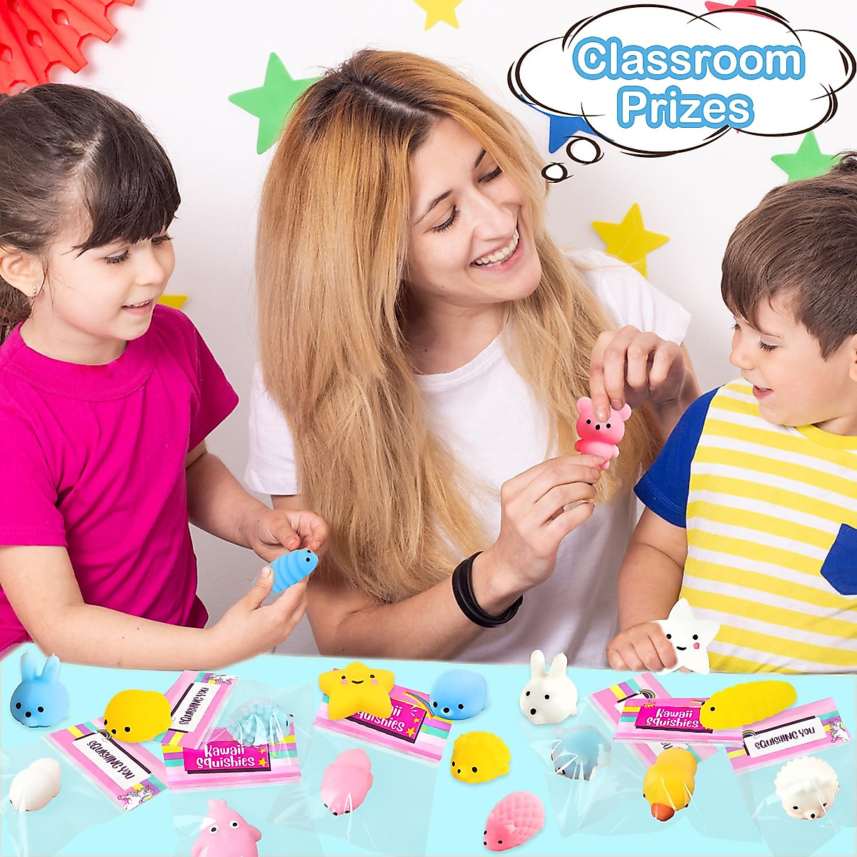 Kannove Mini Kawaii Mochi Squishy Party Favors Toys for Toddlers (24 Pack), Kids Goodie Bag Stuffers Fillers, Small Classroom Treats Prizes Gifts for Boys Girls