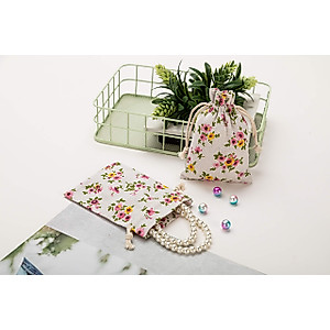 KAOYOO 50PCS 2.8X3.5 Inches Flower Drawstring Burlap Gift Bags,Gift Pouch for Jewelry Coin Candy DIY Craft Wedding Party Christmas New Year's Day