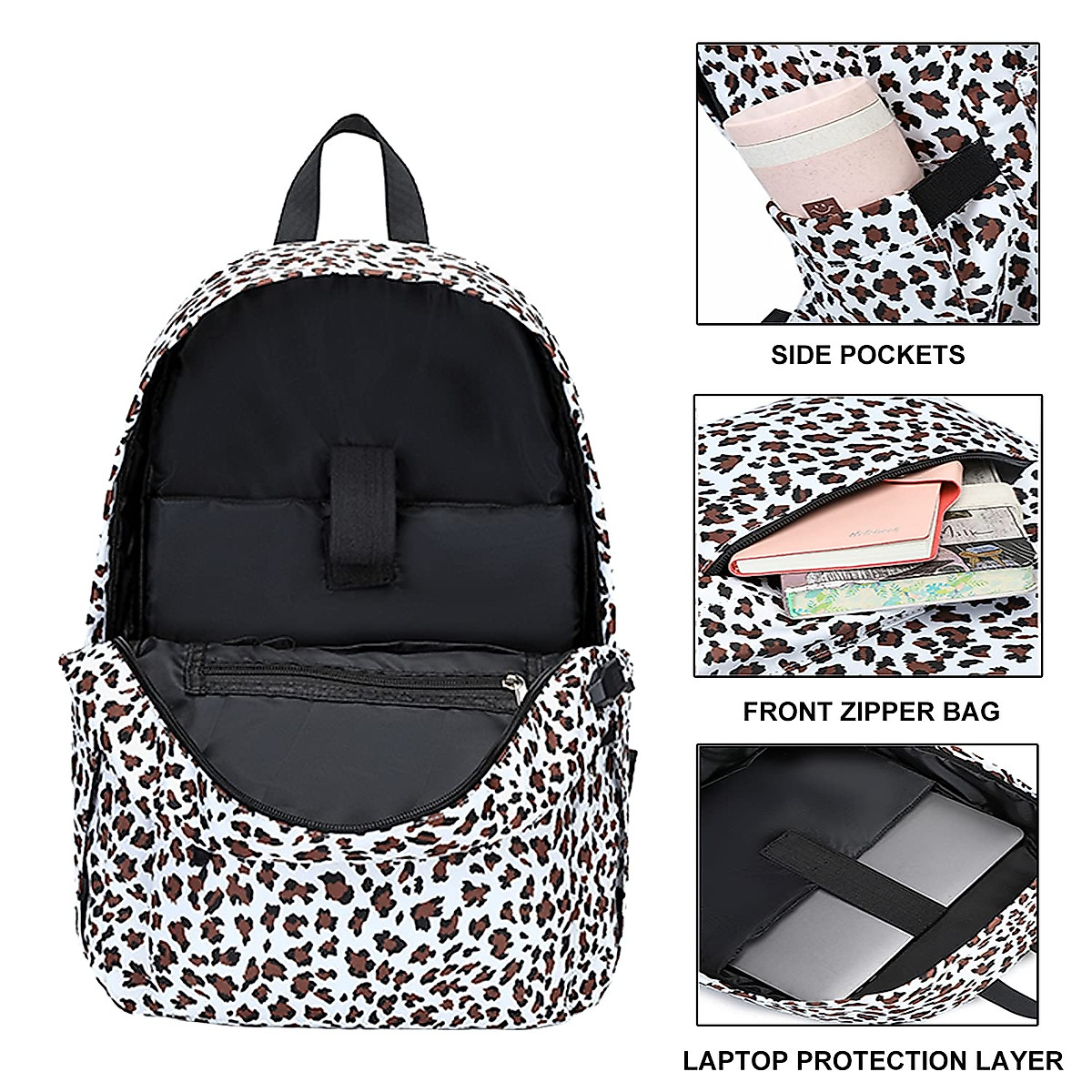 Teen Girls Backpack School Book Bag Set with Lunch Box and Pencil Case for ladies and women… Brown