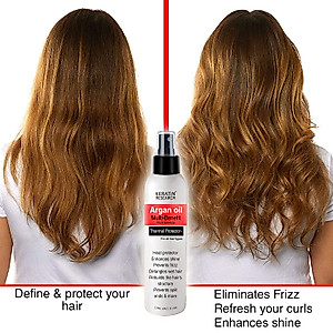 Thermal Hair Protector Spray - Enhances Shine, Eliminates Frizz, Detangles, Prevents Split Ends, Replenishes Nutrients, Heat Activated for Styling