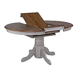 Sunset Trading Country Grove Dining Table, Distressed Light Gray and Medium Walnut