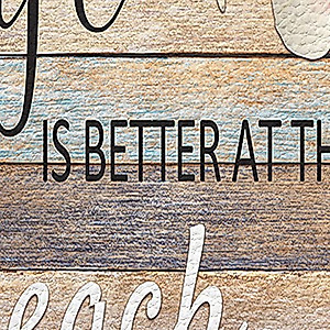 Anti Fatigue Mats for Kitchen Floor, Life is Better at the Beach Rustic Wooden Cushioned Waterproof Non-Slip Kitchen Mat and Rug, Comfort Standing Kitchen Mat for Home, Sink, Laundry, 24x36 Inches