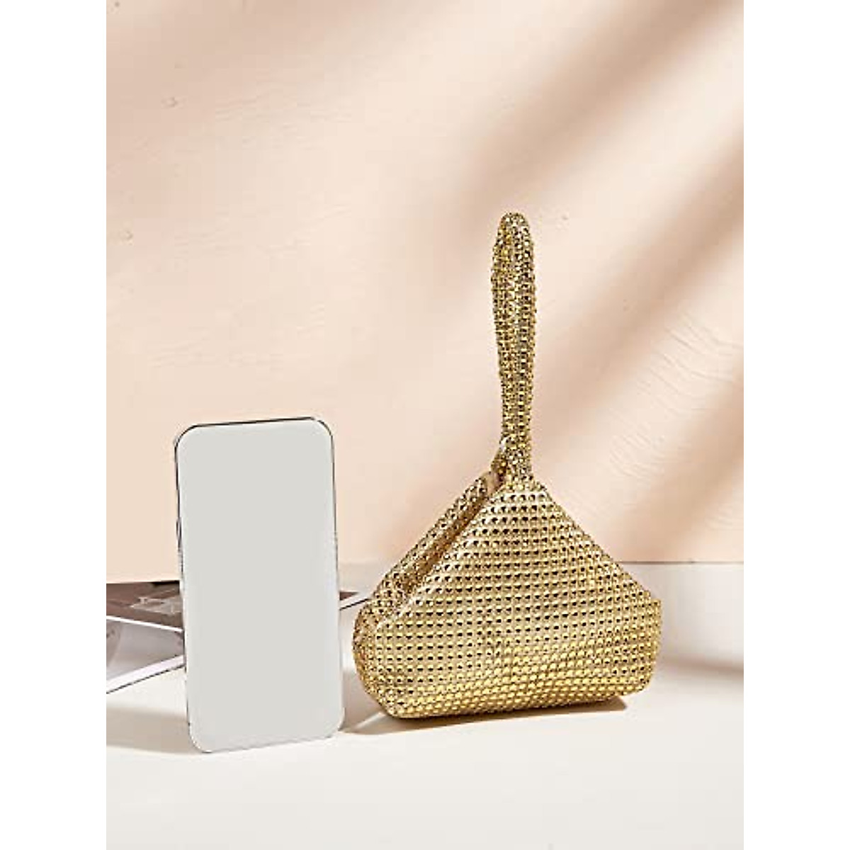 Verdusa Women's Rhinestone Evening Handbag Mini Bag Clutch Purse Gold one-size