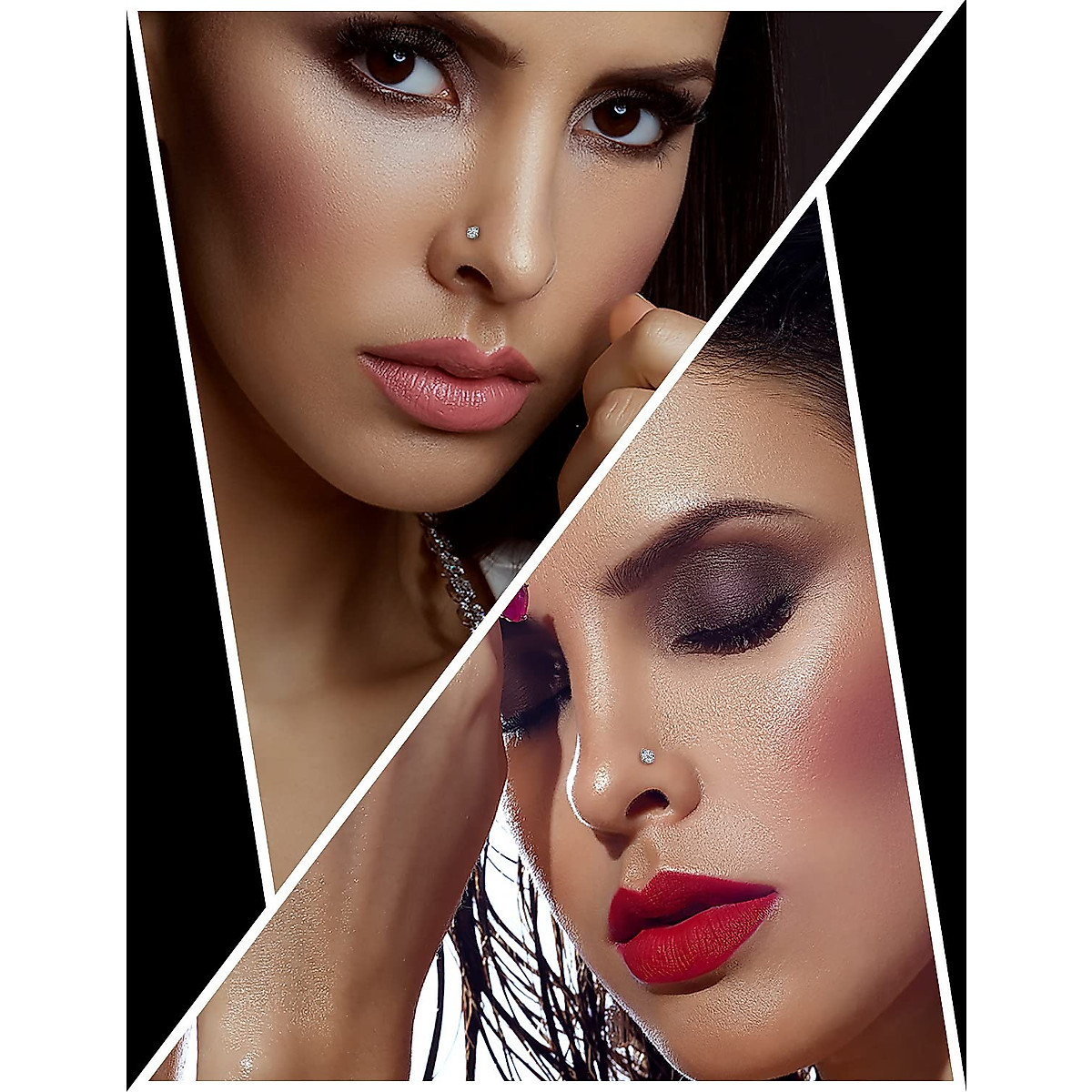 Uzgtvy 18G Nose Rings Stud Nose Ring Piercing Jewelry for Women 316L Stainless Surgical Steel Silver Hypoallergenic Straight Nose Nostril Ring Bar Earrings Stud Bone Piercing Jewelry Pack Men 3mm