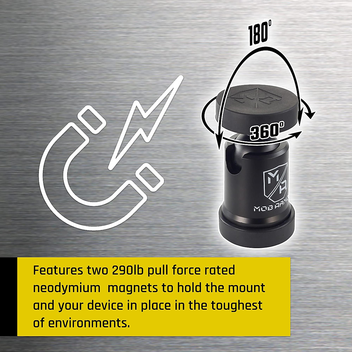 Mob Armor Tabnetic Maxx - Universal Magnetic Tablet Mount for Trucks, Cars, RVs, Heavy Equipment, Adhesive Mounting, Tablet Compatible, Magnetic Phone Mount, Console Accessories