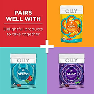 OLLY Probiotic + Prebiotic Gummy, Digestive Support and Gut Health, 500 Million CFUs, Fiber, Adult Chewable Supplement, Peach, 60 Day Supply - 60 Count Pouch
