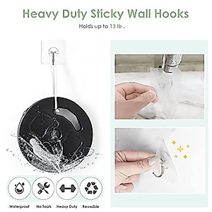 MEILIDY Adhesive Hooks, Transparent Self Adhesive Wall Hooks Heavy Duty Removable Waterproof Clear Plastic Sticky Hooks Seamless Utility Hooks for Bathroom Shower Kitchen Ceiling - 12 Pcs
