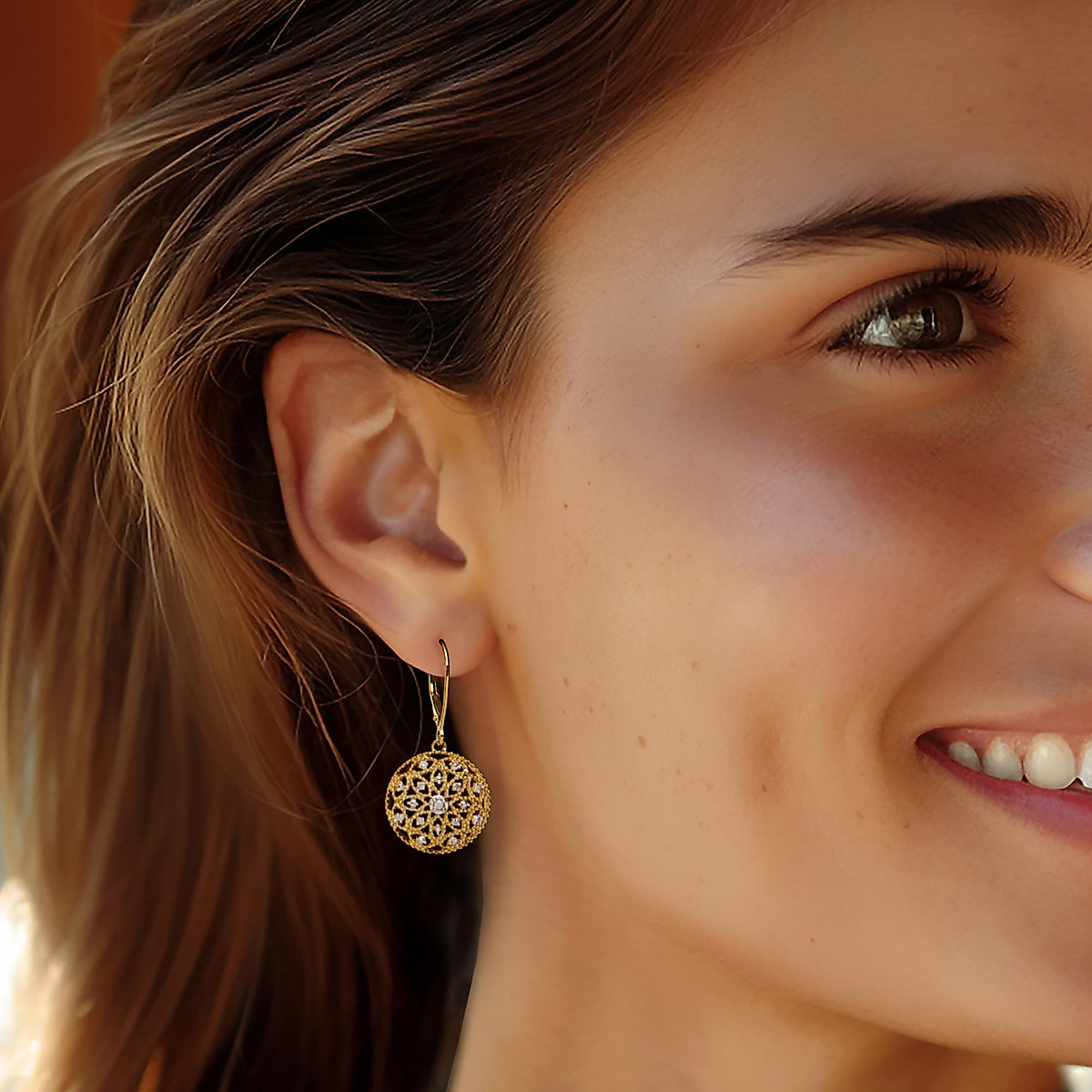 Ross-Simons 0.10 ct. t.w. Diamond Circle Drop Earrings in 18kt Gold Over Sterling