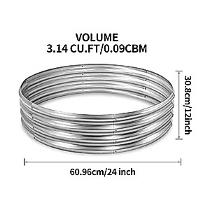 Land Guard Galvanized Raised Garden Bed Kit, Galvanized Planter Raised Garden Boxes Outdoor, Round Large Metal Raised Garden Beds for Vegetables.…