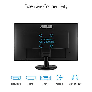 ASUS 27” 1080P Monitor (VA27DQ) - Full HD, IPS, 75Hz, Speakers, Adaptive-sync/FreeSync, Low Blue Light, Flicker Free, VESA Mountable, Frameless, HDMI, VGA, DisplayPort, Tilt Adjustable (Renewed)