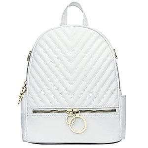 KKXIU Convertible Mini Leather Backpack Purse For Women and Teen Girls Small Quilted Daypack with Colorful Strap (A-white)