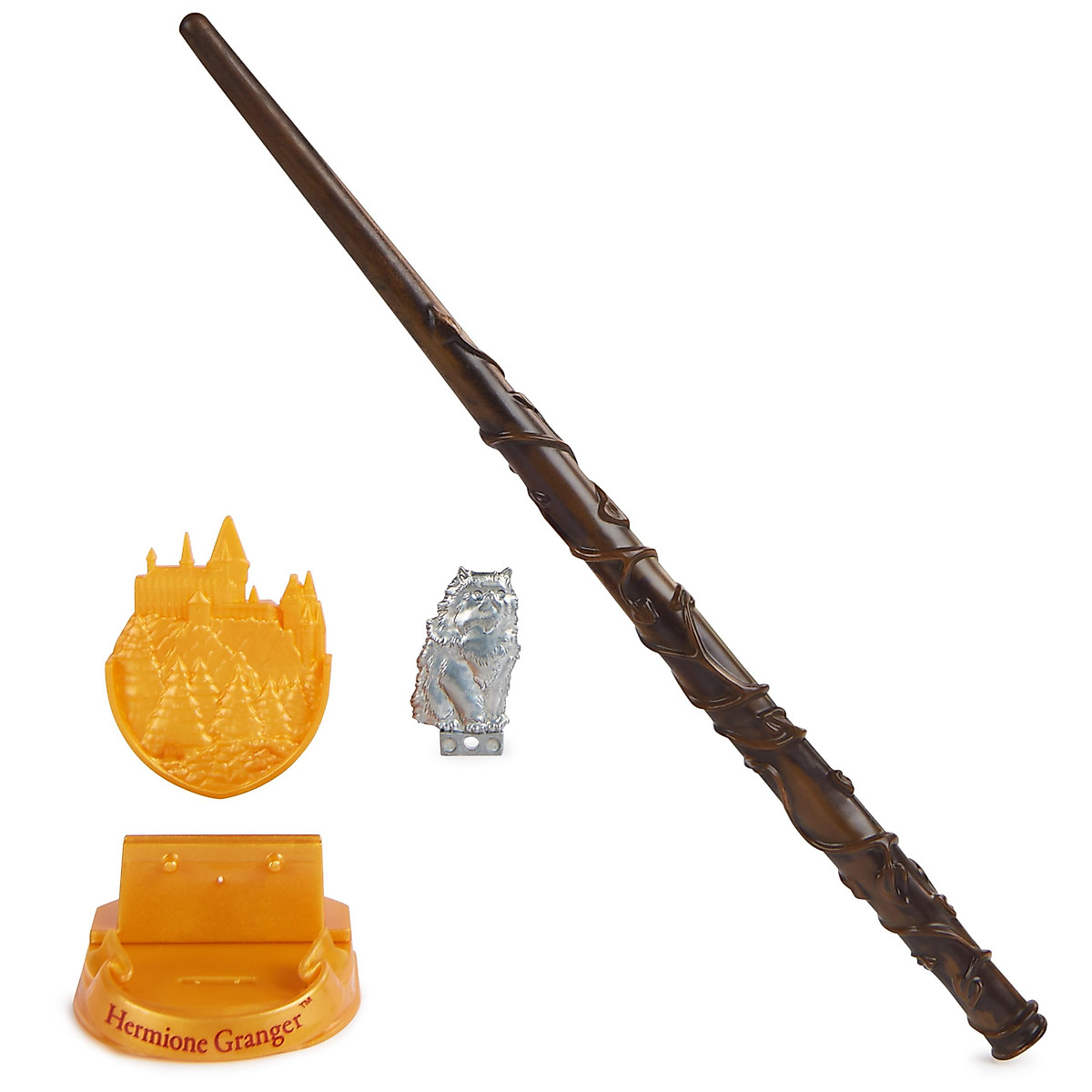 Wizarding World Harry Potter, 12-inch Magical Collector Hermione Granger Wand with Stand & Die-cast Icon, Magical Creatures Series