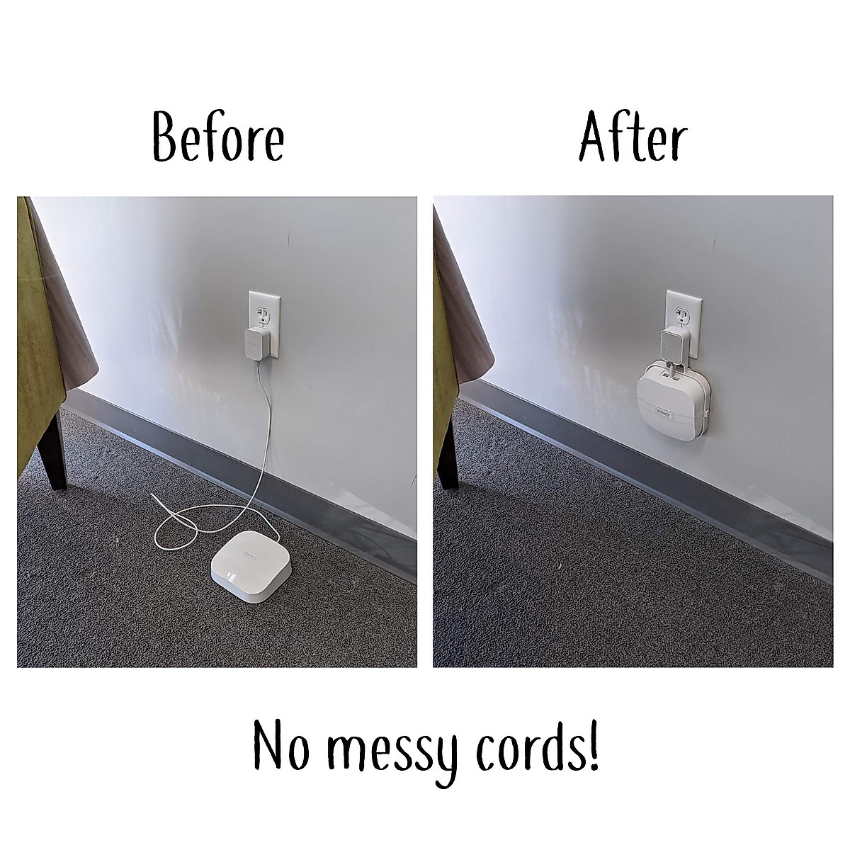 The eero Pro Genie for eero Pro 6/6E Wall Mount Outlet Holder Stand (1-Pack) | Low Profile | Open Access | Multiple Install Options | Reinforced Support | Horizontal Outlets | Does Not Include Router