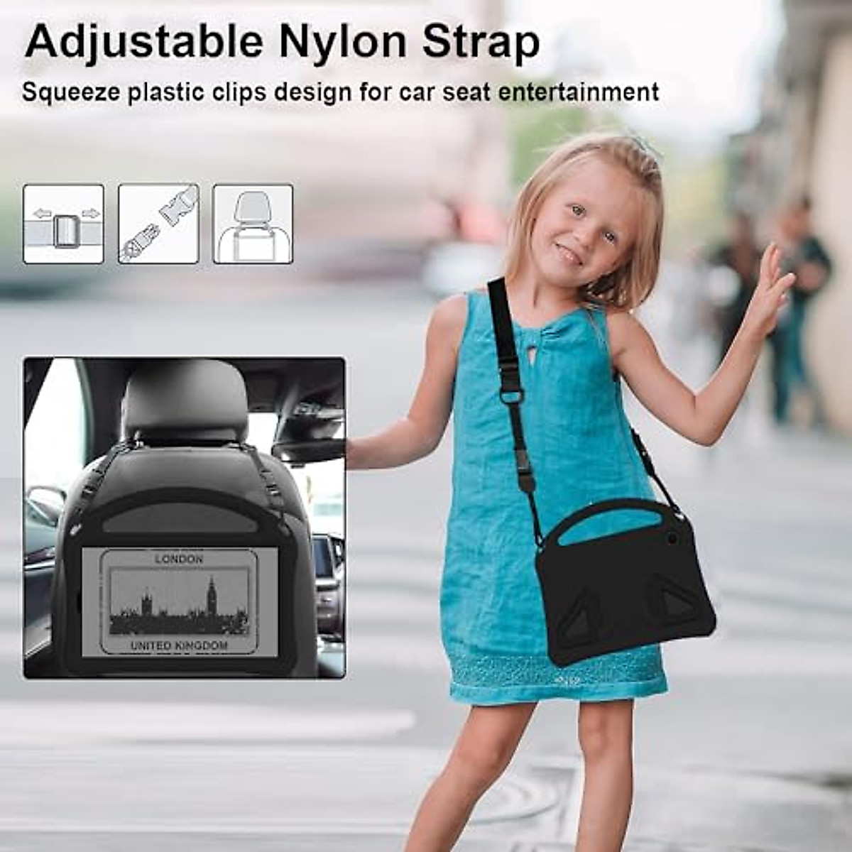 ESSTORE Kids Case Compatible with Samsung Galaxy Tab S9 11"/Tab S9 FE 10.9"/Tab S8 11"/Tab S7 11" Shockproof Children Friendly EVA Foam Protective Stand Handle Cover with Shoulder