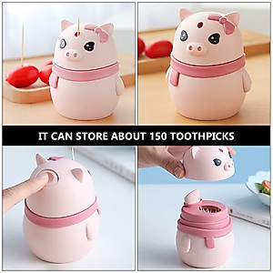 VORCOOL Automatic Toothpick Dispenser Cute Pig Shape Pop- Up Toothpick Holder Plastic Fruit Pick Storage Box Container for Home Kitchen Restaurant1