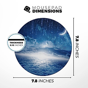 Design Skinz Vivid Blue Falling Stars in The Night Sky Waterproof Rubber Foam Backed Anti-Slip Mouse Pad for Home Work Office or Gaming Computer Desk - Round