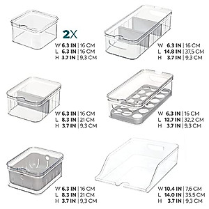 iDesign Plastic Refrigerator Organizer Bin Set The Spruce Fridge Binz, Set of 7, Clear/Matte Gray, 7 Count