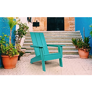RESINTEAK Modern Adirondack Chair, All Weather Resistant, HDPE Resin Recycled Plastic, Comfortable Patio Furniture, Premium Quality, Outdoor Plastic Adirondack Chairs, Modern Collection (Aqua Blue)