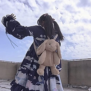 Kmiunty Cute Plush Animal,Rabbit Backpack with Adjustable Straps (Khaki)