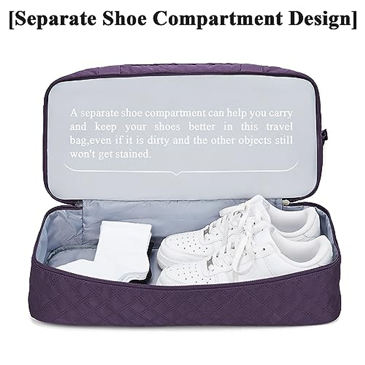 Travel Duffel Bag with Shoes Compartment, Weekender Overnight Bag for Women,Carry on Personal Item Bag,Gym Bag with Toiletry Bag