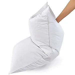 Three Geese White Goose Feather and Polyester Bed Pillows Queen/Standard Size Set of 1- Soft 600 Thread Count 100% Cotton, Medium Firm,Soft Support, White Solid